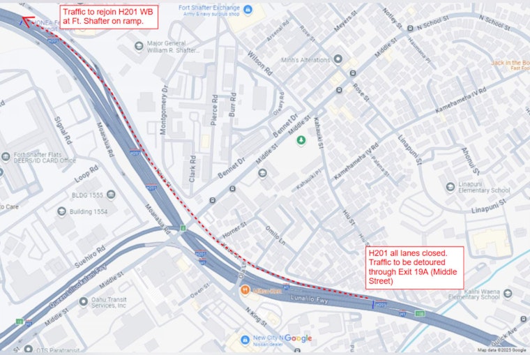 O‘ahu Nightly Freeway Closures to Impact H-201 Moanalua Westbound