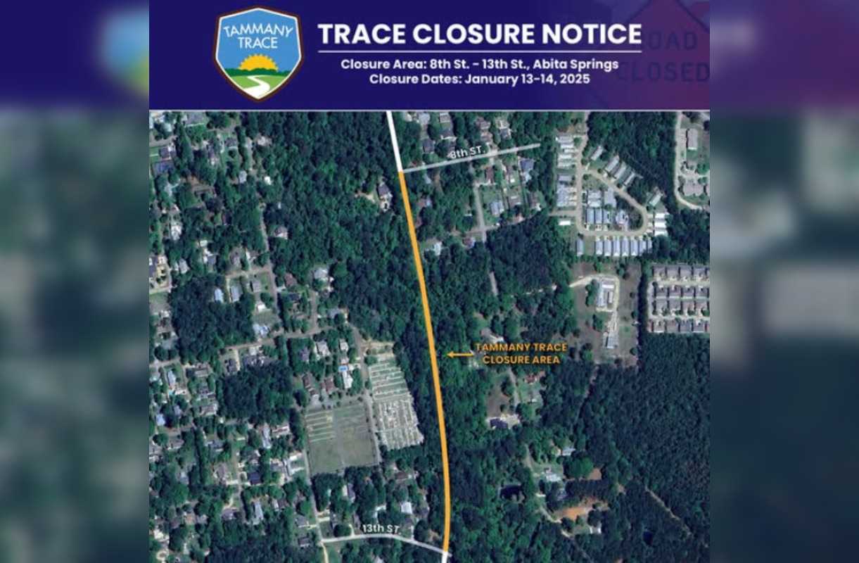 Temporary Closure of Tammany Trace for Drainage Updates in Abita