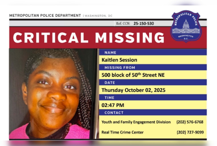 DC Police Issue Urgent Appeal for Missing 15-Year-Old Kaitlen Session