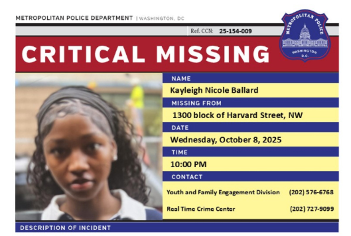 DC Police Seek Public's Help in Finding Missing 15-Year-Old Girl