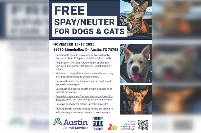 Austin Animal Services Teams Up with Greater Good Charities for a Free