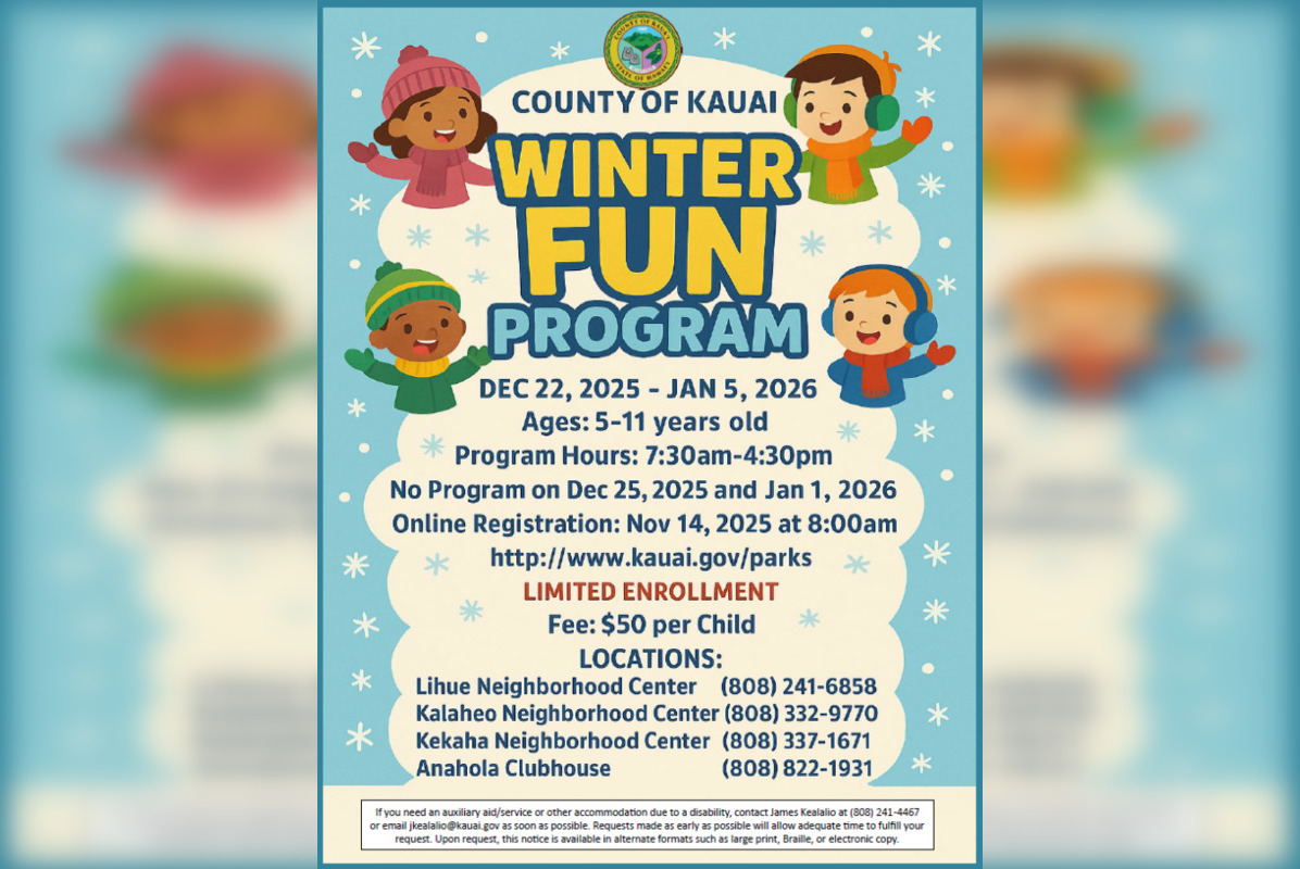 Kauai's Winter Fun Program Opens Registration for Kids' Holiday