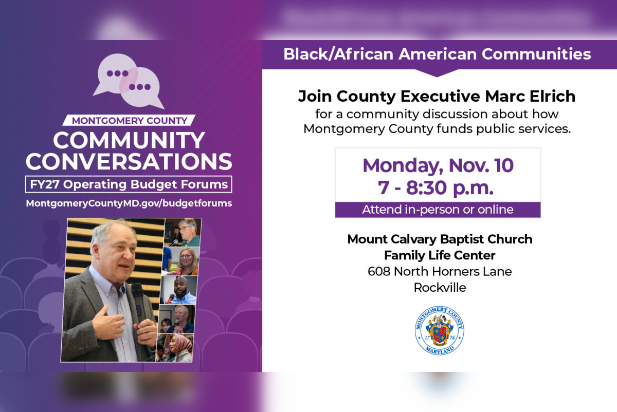 Montgomery County Executive Marc Elrich to Host Community