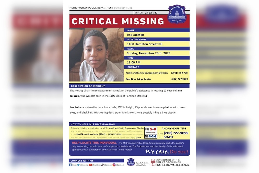 Urgent Search for 12-Year-Old Issa Jackson Missing in Washington D.C.,