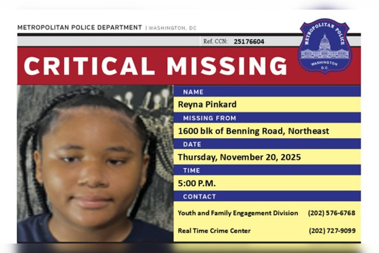 Urgent Search for Missing 12-Year-Old Reyna Pinkard in Northeast DC;