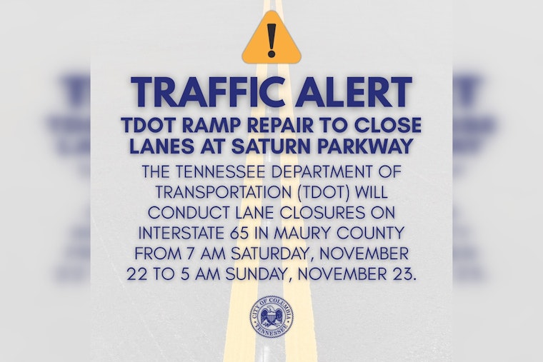 Weekend Traffic Alert: TDOT Repair Work to Impact I-65, Saturn Parkway