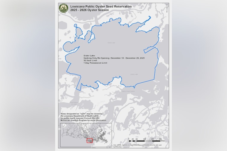 LDWF Announces Seasonal Reopening of Oyster Harvesting in Sister Lake