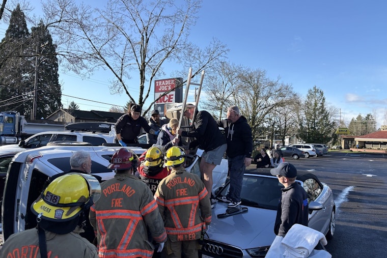 Off-Duty Firefighter Aids in Rescue After Rollover Crash in Portland