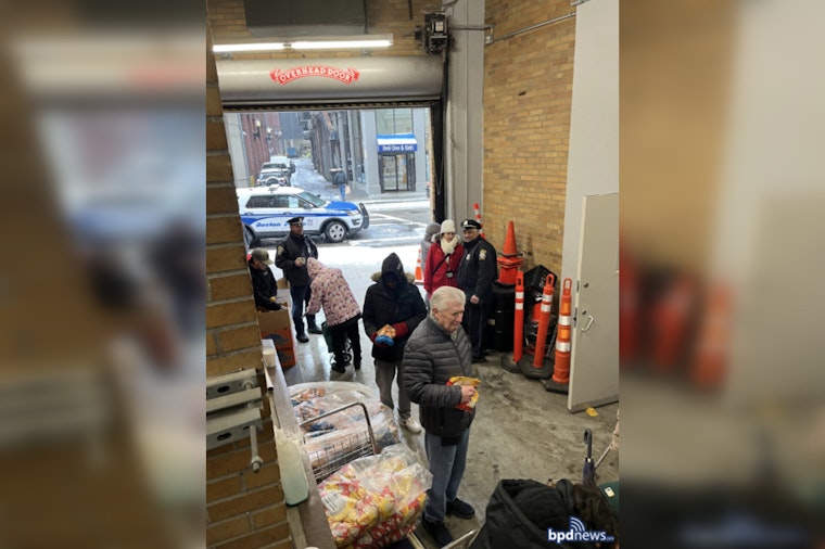 Boston Police Officers Volunteer at St. Anthony’s Shrine Food Pantry