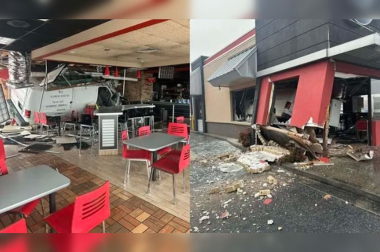 Van Crashes into Burger King in Lavonia Georgia Driver Hospitalized