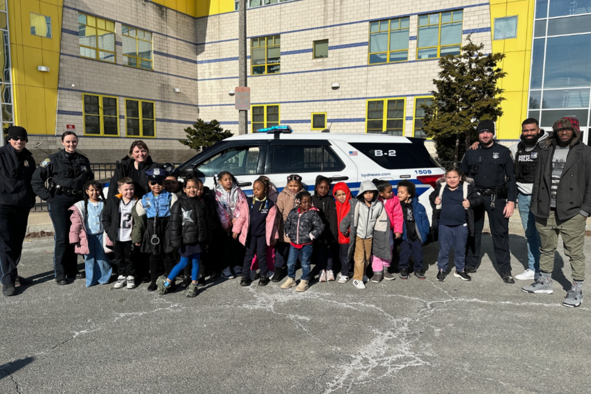 Boston Police Officers Engage with Students at Orchard Gardens School