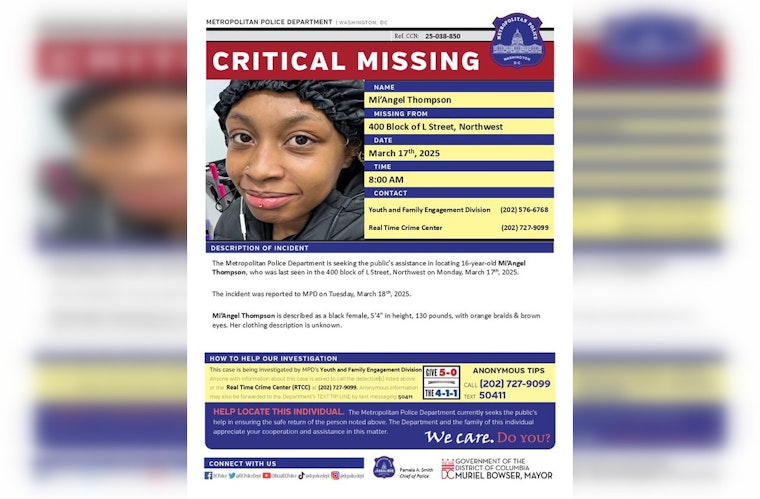 DC Police Department Issues Alert for Missing 16-Year-Old Mi'Angel