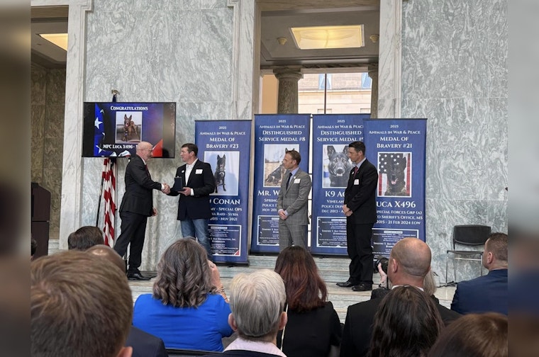 DeSoto County K-9 Luca Posthumously Honored with Medal of Bravery for