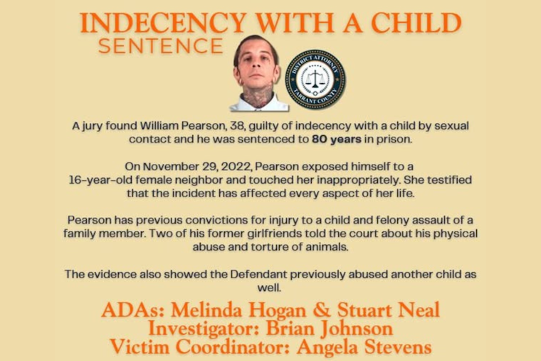 Fort Worth Man Sentenced to 80 Years for Indecency with a Child Amidst