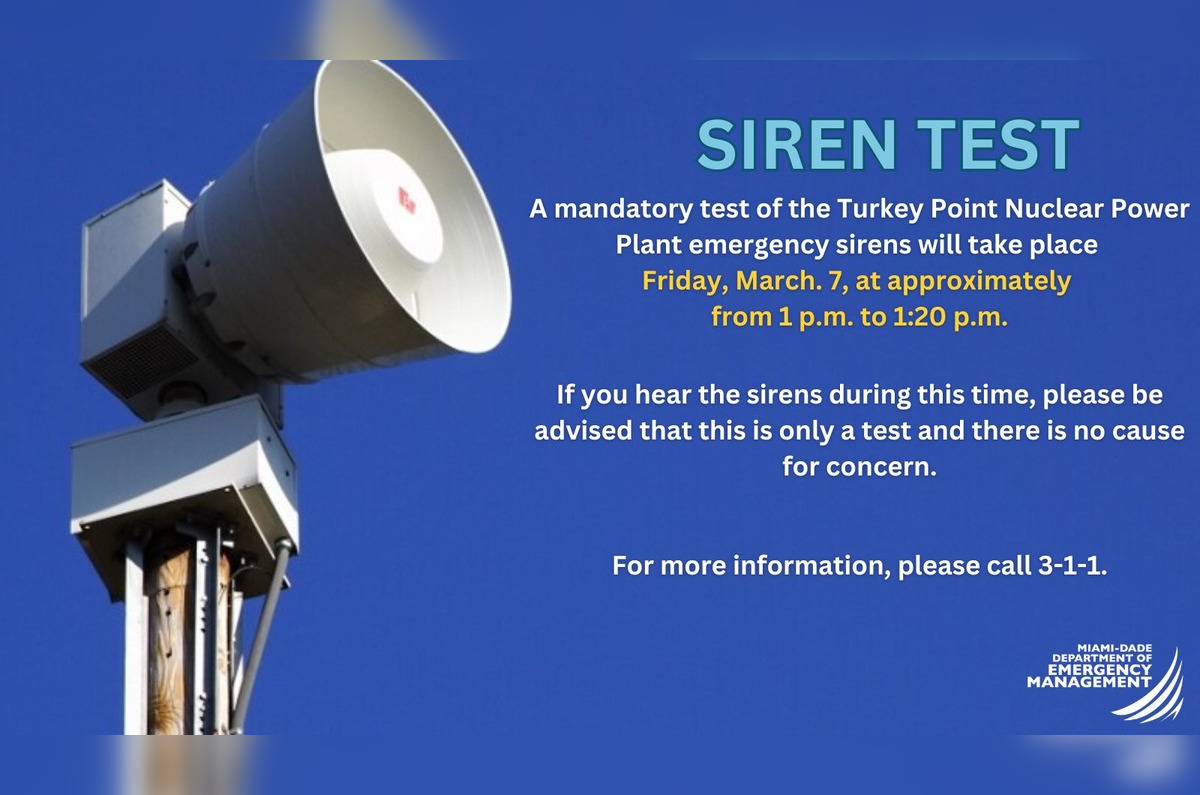 Miami-Dade County to Test Sirens at Turkey Point Nuclear Plant on