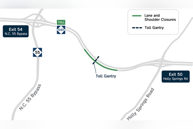Nighttime Lane and Shoulder Closures on NC's Triangle Expressway for