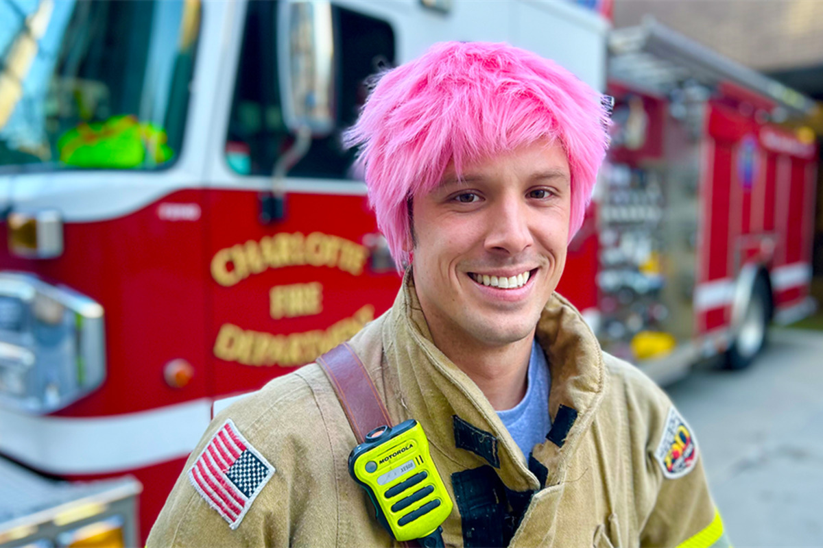 Charlotte Firefighter Neil Peterson Wigs Out to Support Breast Cancer
