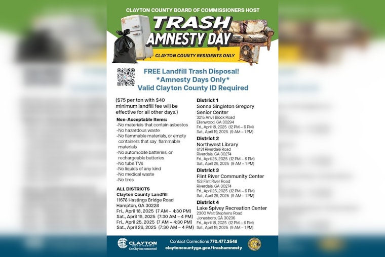 Clayton County Offers Free Trash Disposal for Residents During Trash