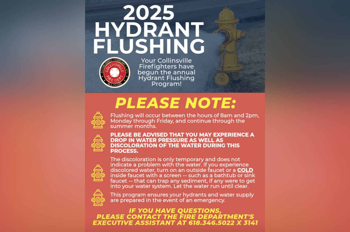 Collinsville Announces Summer Hydrant Flushing Schedule with Temporary