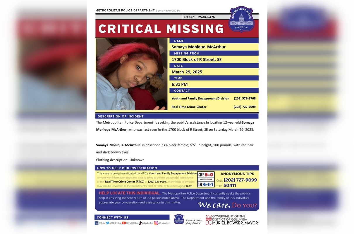 DC Police Issue Urgent Appeal for Public's Help in Locating Missing