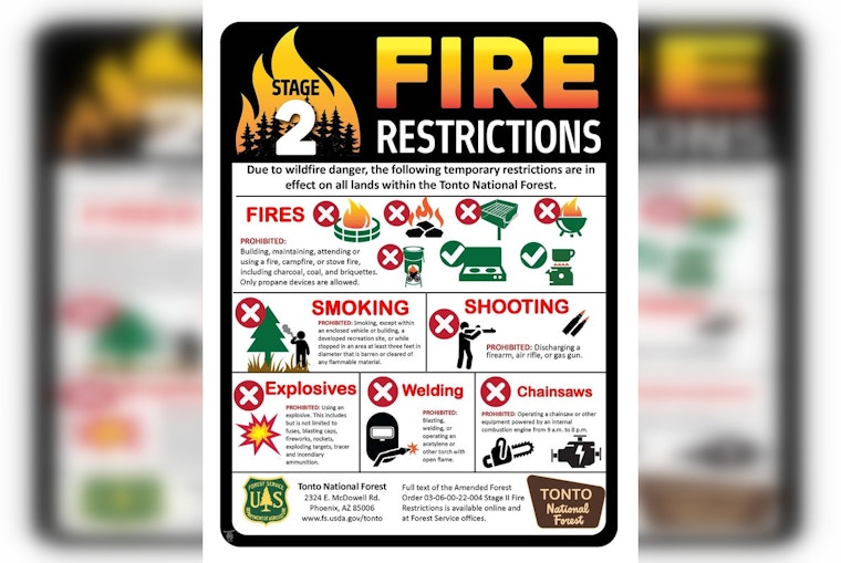 Arizona's Tonto National Forest Enacts Emergency Stage 2 Fire