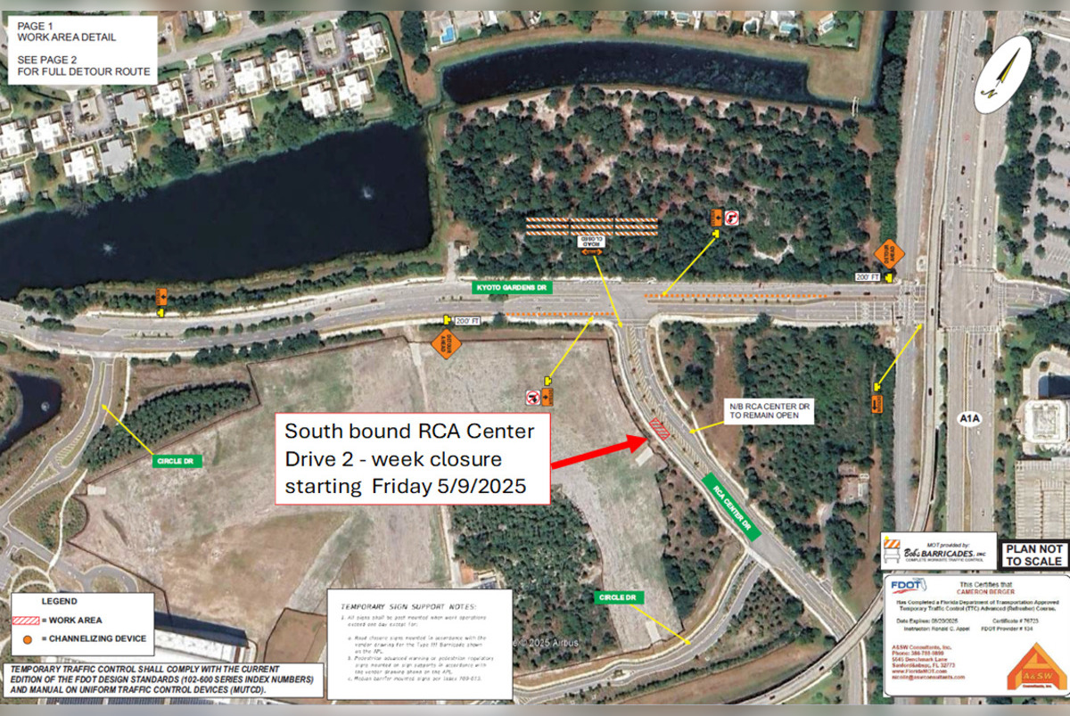 Upcoming Lane Closure on RCA Center Drive in Palm Beach Gardens for