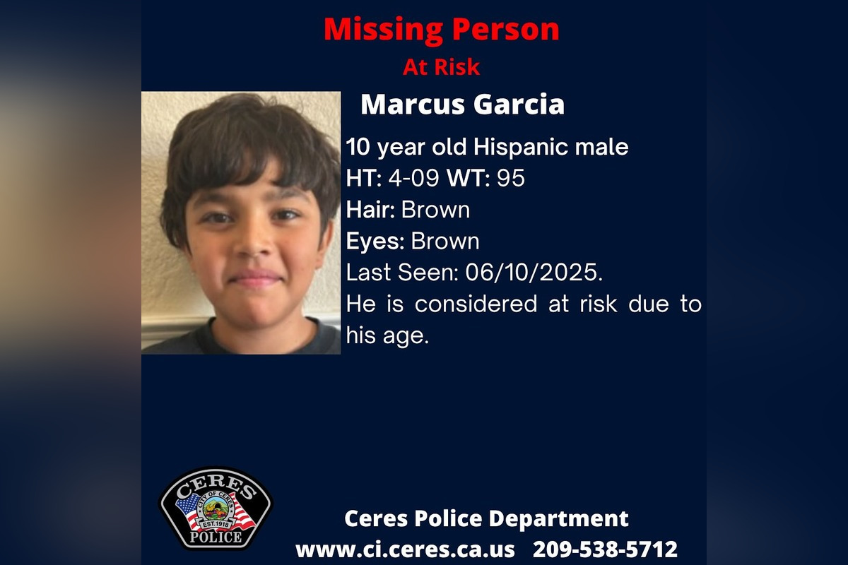 Ceres Police Department Seeks Public's Help in Finding At-Risk Missing