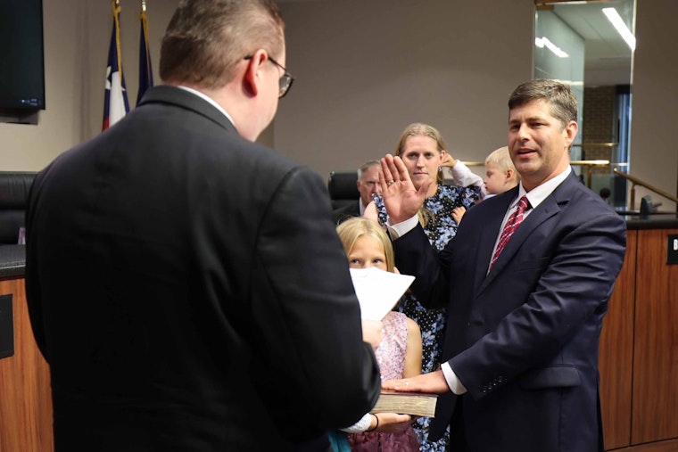 Dylan Hedrick Sworn In as Garland's New Mayor, Pledges