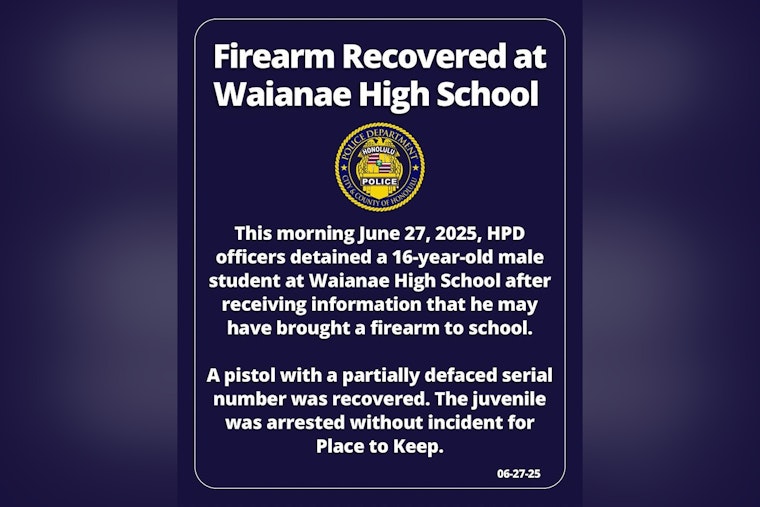 Honolulu Police Apprehend Teen with Firearm at Waianae High School as