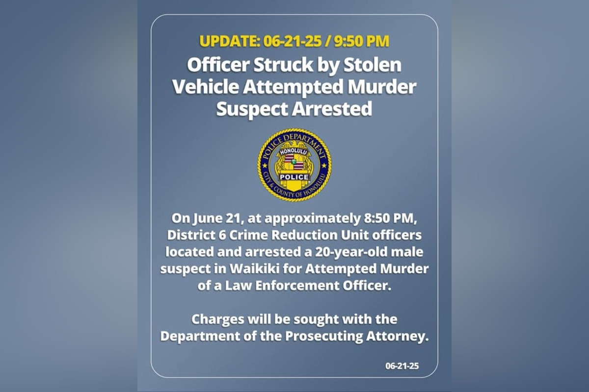 Honolulu Police Officer Escapes Injury During Encounter with Suspect