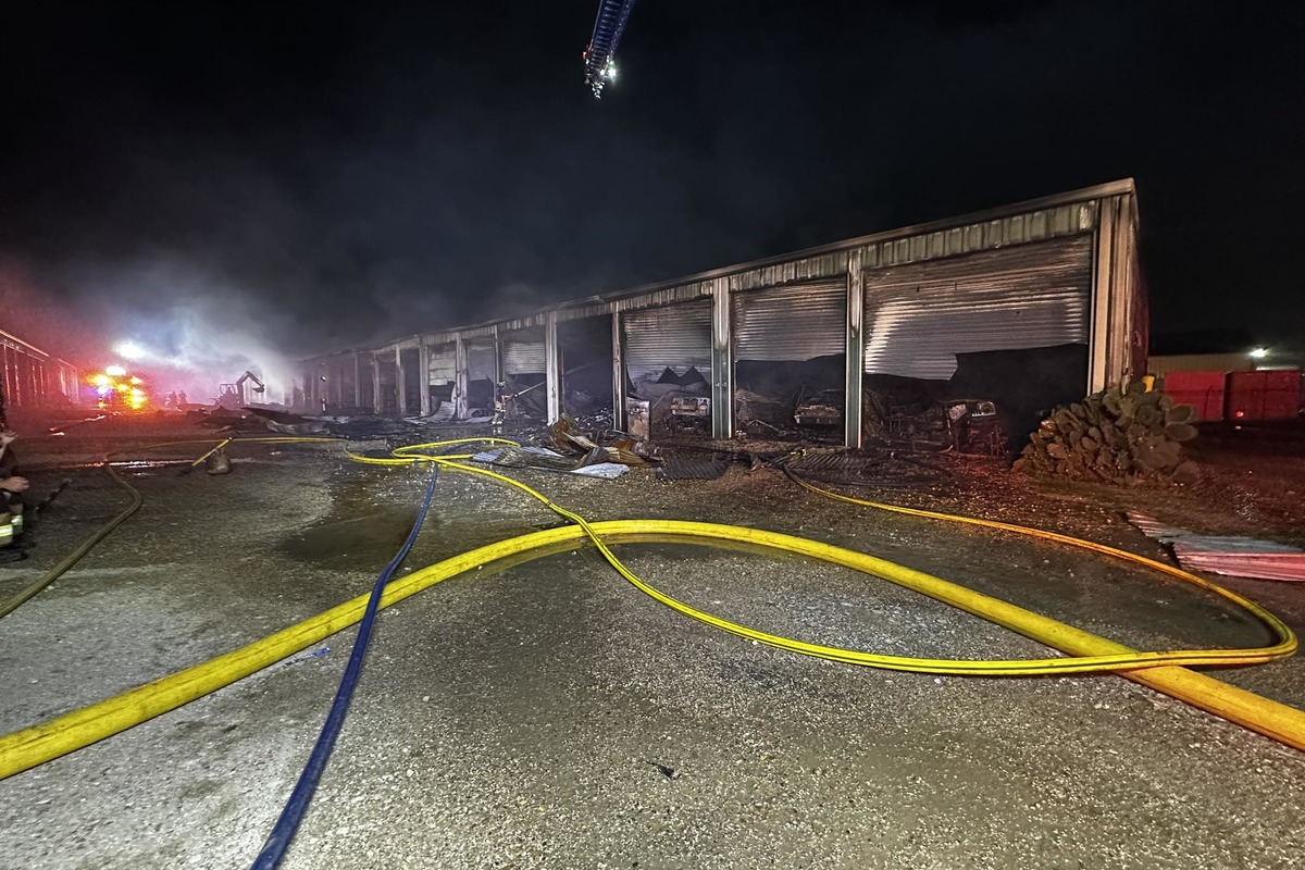 Massive Fire Engulfs 16 Units at Harris County Storage Facility,