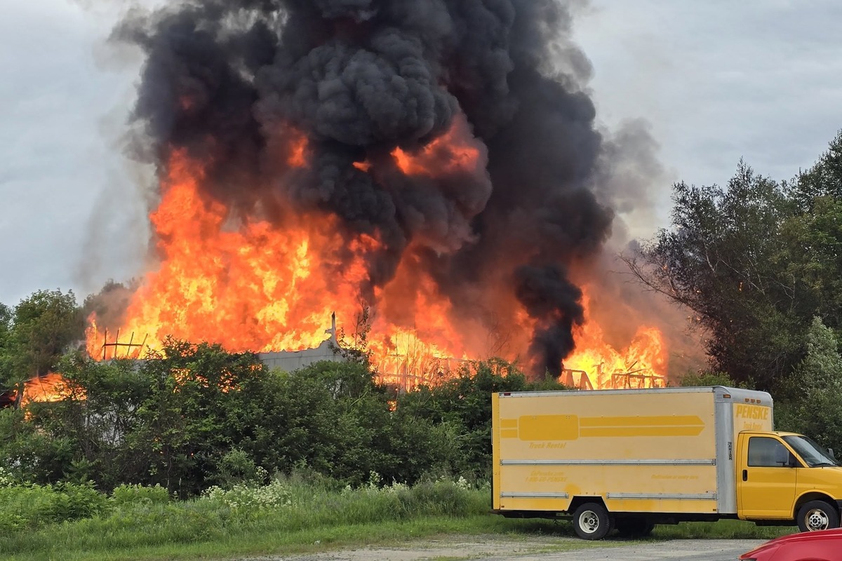 Massive Fire Engulfs Lumber Facility in Littleton, NH as Regional Fire