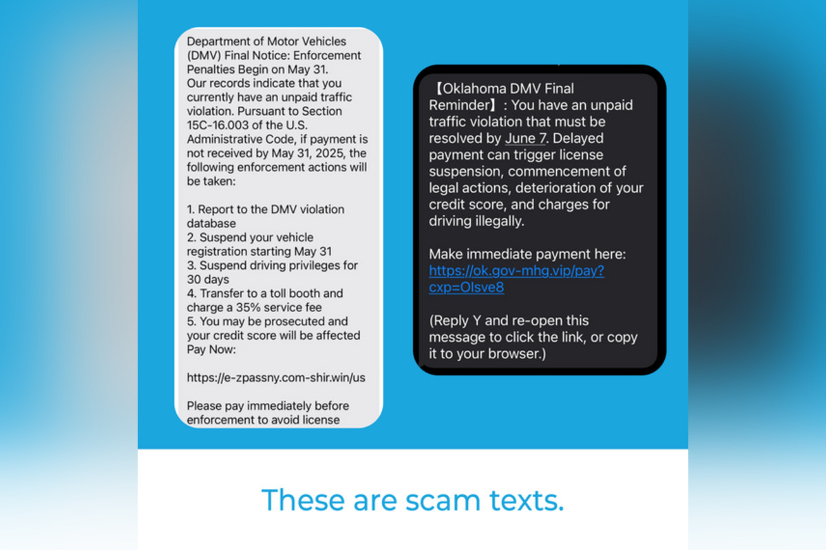 Oklahomans Warned of Phony Traffic Fine Text Message Scams by Service