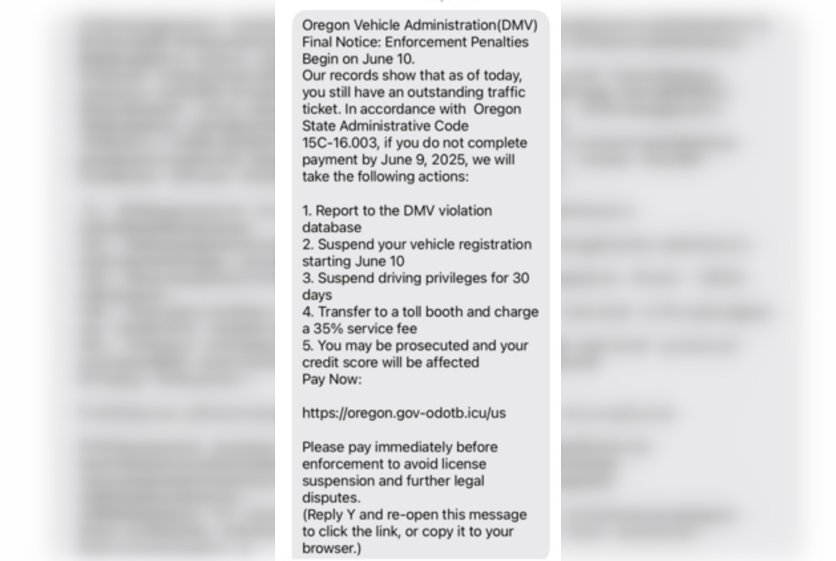 Oregon DMV Warns Citizens of New Text and Email Scam Threatening