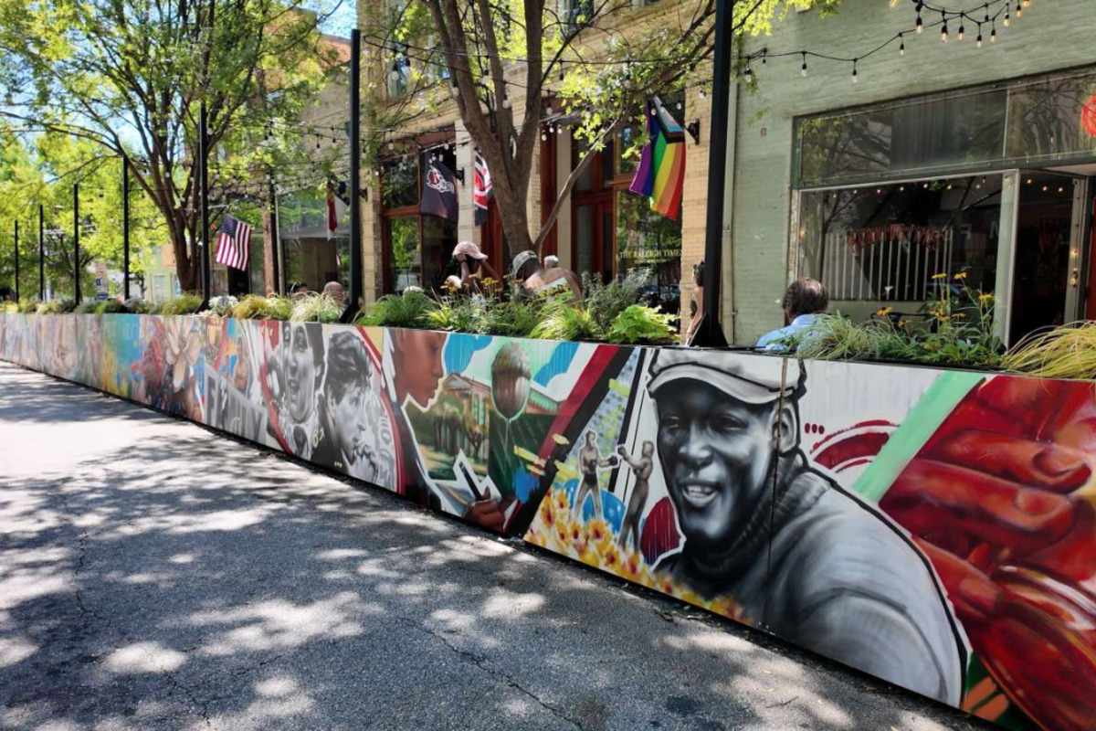 Raleigh Times Mural Enriches Downtown Streetery Experience with Local