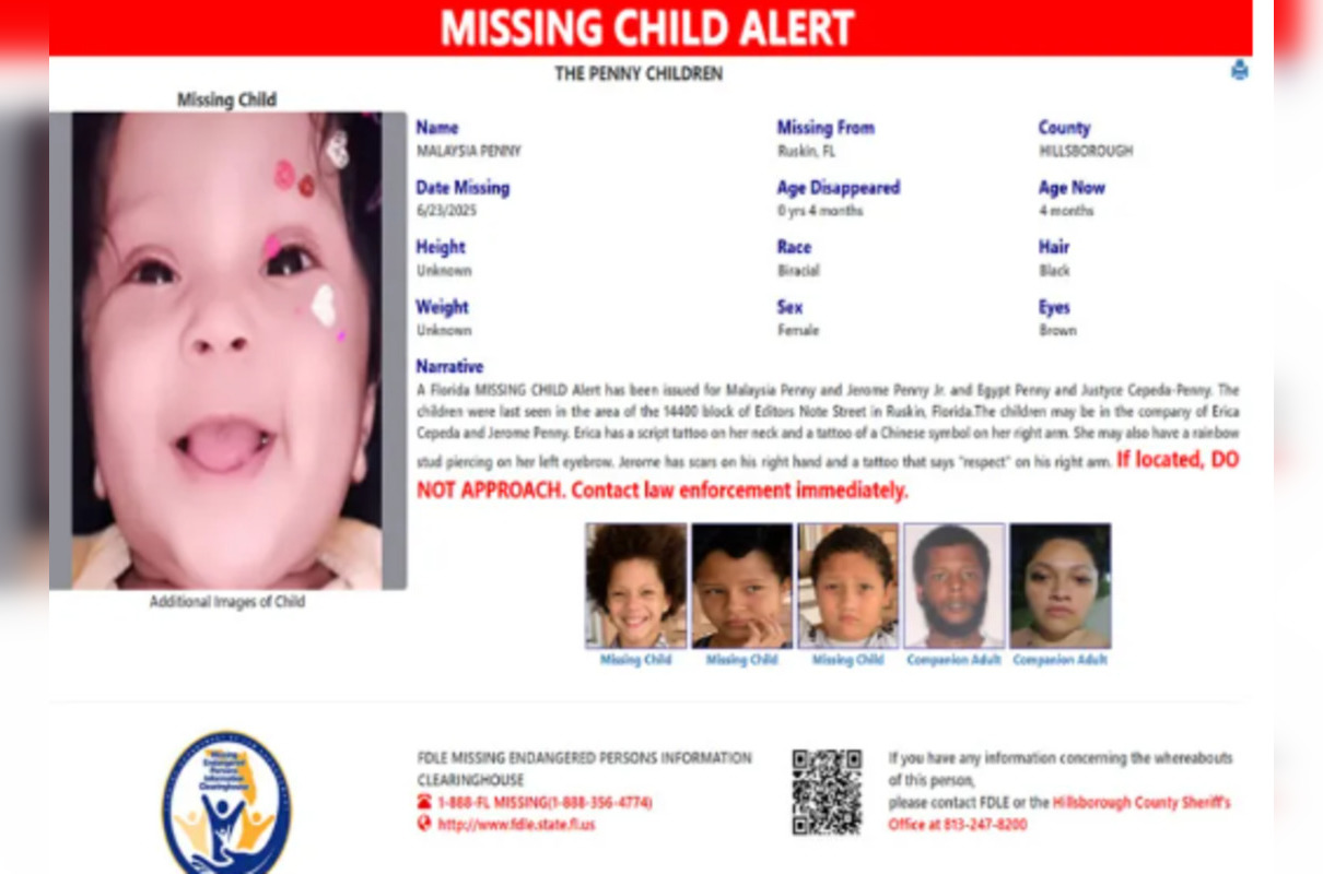 Urgent Search for Four Missing Children from Ruskin, Florida; FDLE