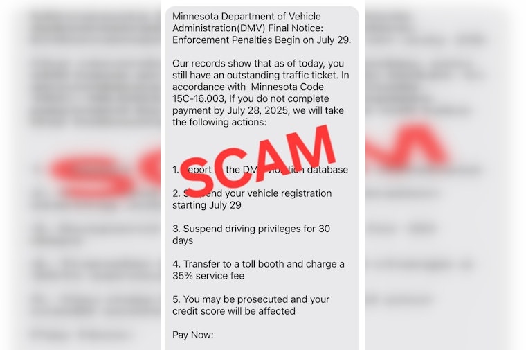 Beware of Fake "Minnesota Department of Vehicle Administration" Scam,