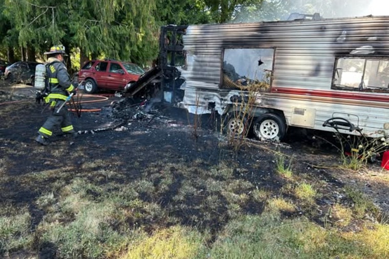 Clackamas Fire Department Quells Travel Trailer Blaze in Sandy; Urges
