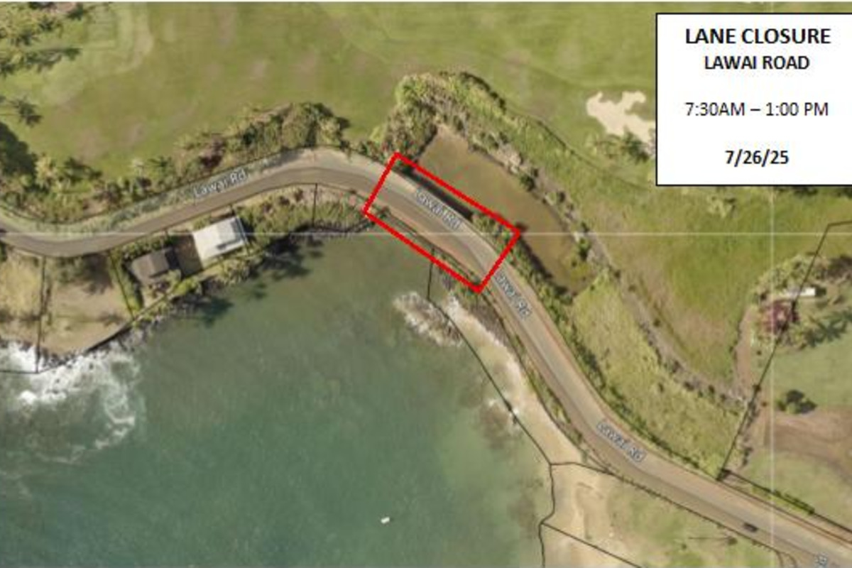 Kōloa Travel Advisory with Scheduled Lane Closures on Lāwa‘i Road for