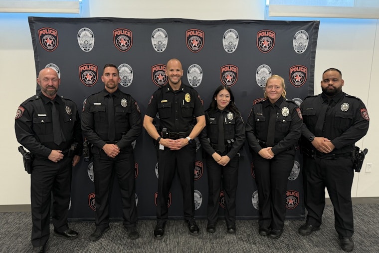 Lewisville Police Department Swears In Five New Officers, Embraces