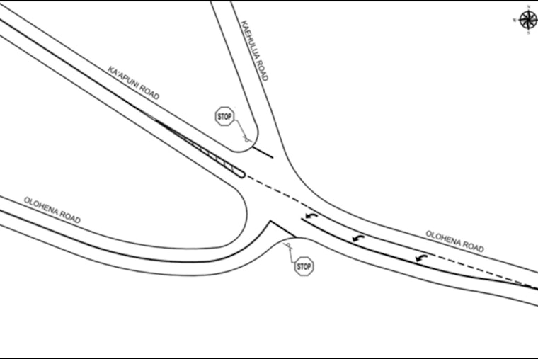 New Traffic Flow at Olohena and Ka‘apuni Road Intersection in Kapa‘a