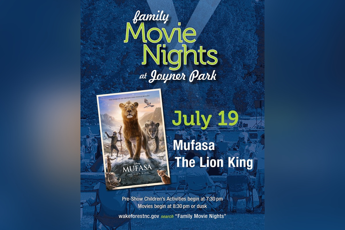 Wake Forest's Joyner Park to Host Free Screening of "Mufasa: The Lion