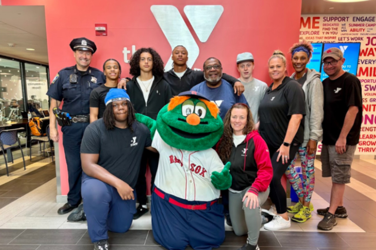 Boston's Finest and Red Sox Mascot Team Up at West Roxbury YMCA for