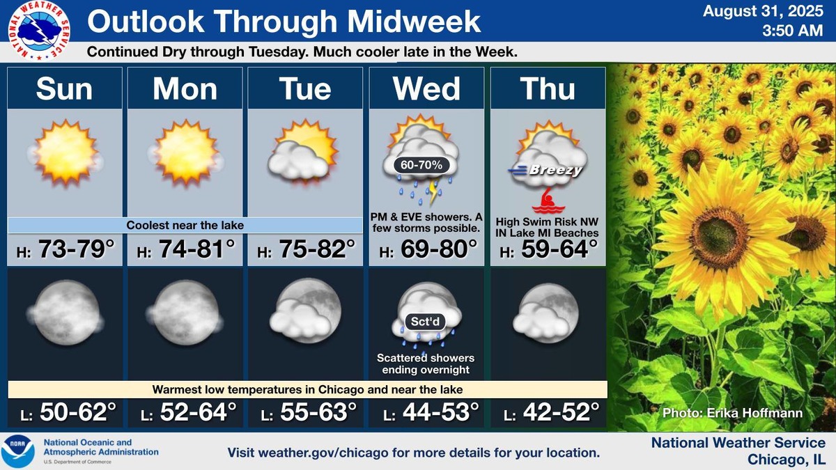 Chicago Basks in Mild, Sunny Weather Before Midweek Showers Arrive