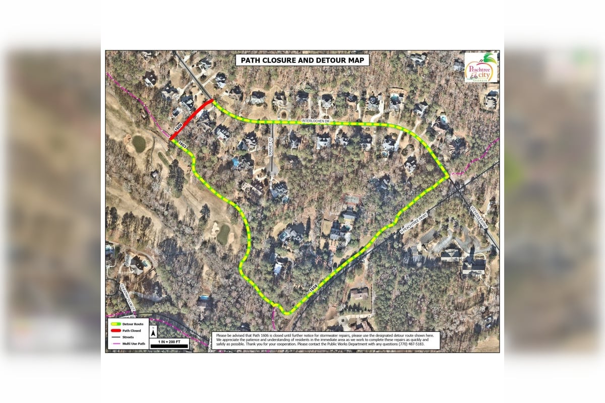 Peachtree City Announces Temporary Road Closure in Planterra Ridge