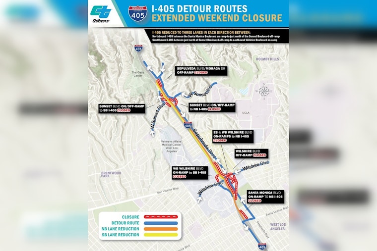 Weekend Lane Closures on I-405 Through Sepulveda Pass Set to Challenge