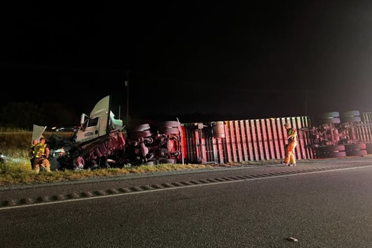 Overturned Semi-Truck on I-35 Causes Major Delays in San Marcos