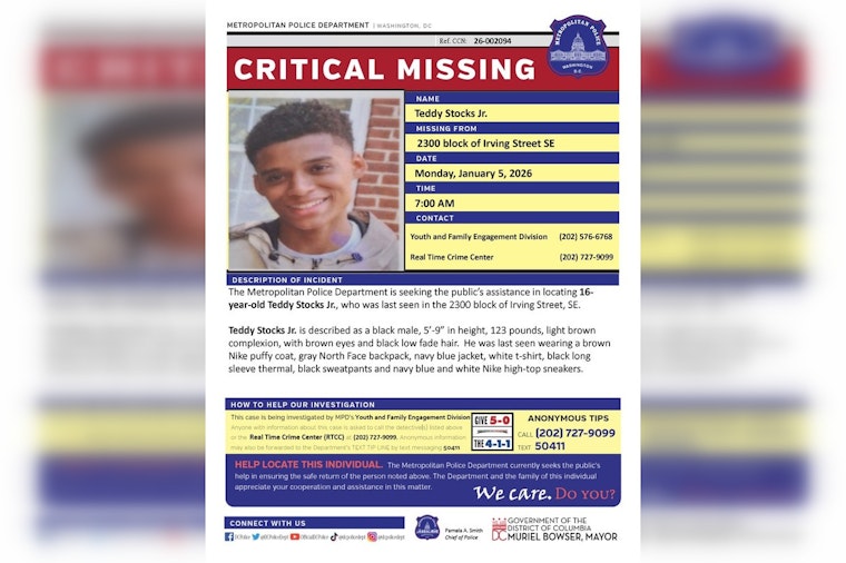 DC Police Seek Public's Help in Search for Missing Teenager Teddy
