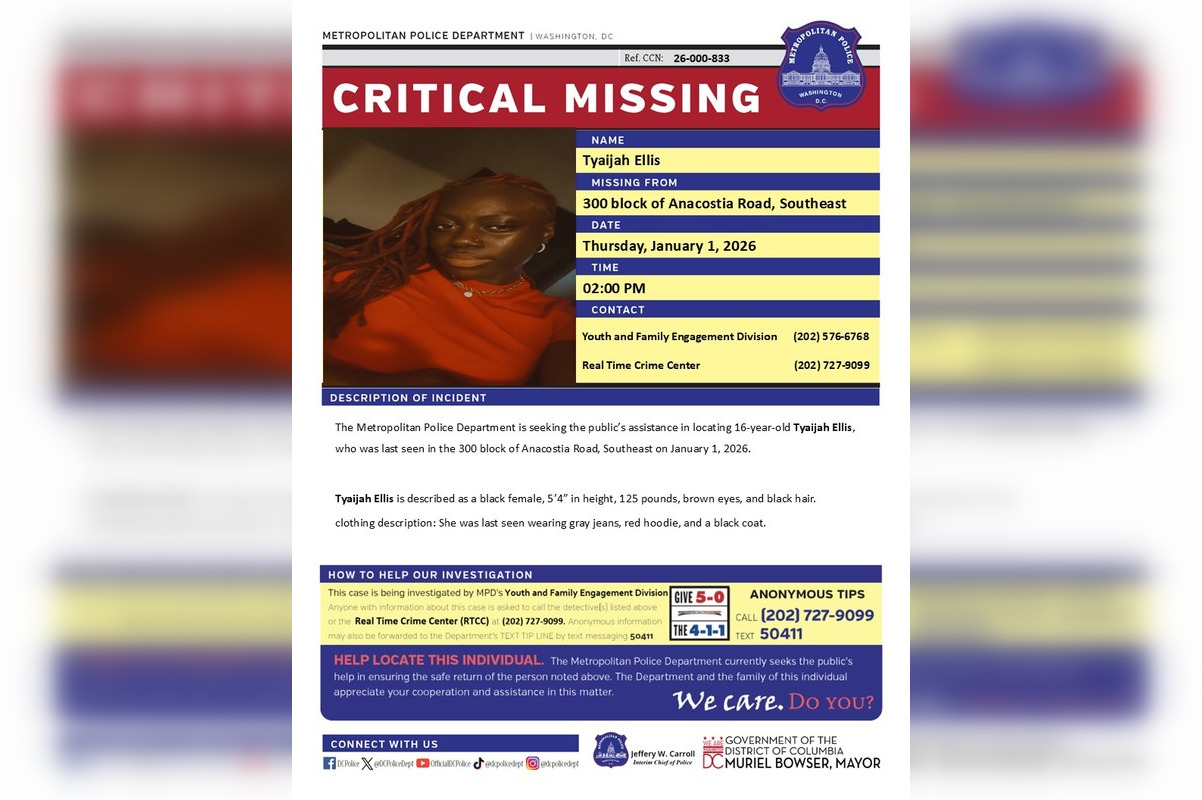 DC Police Issue Urgent Appeal for Help in Search for Missing