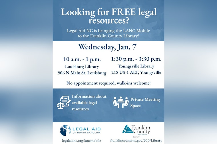 Franklin County Libraries to Host Legal Aid NC's Mobile Unit in